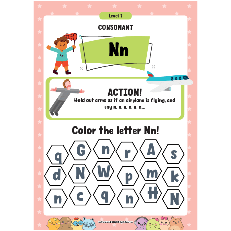 Phonics Level 1 N–Z | Learning Worksheet