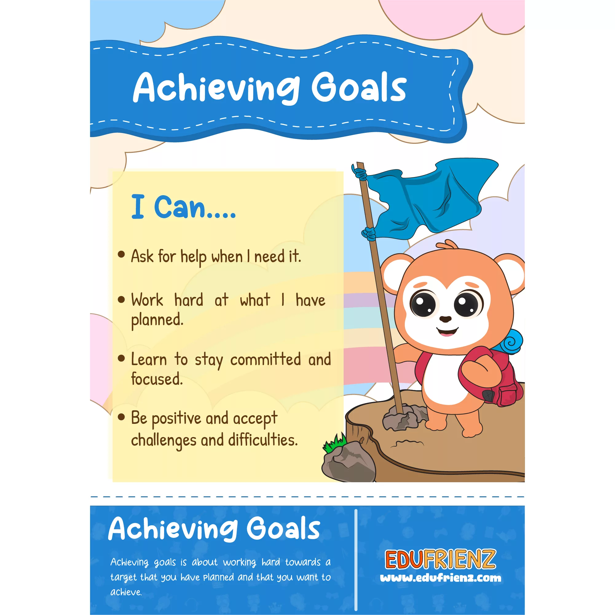Teach kids the power of SEL Achieving Goals Poster